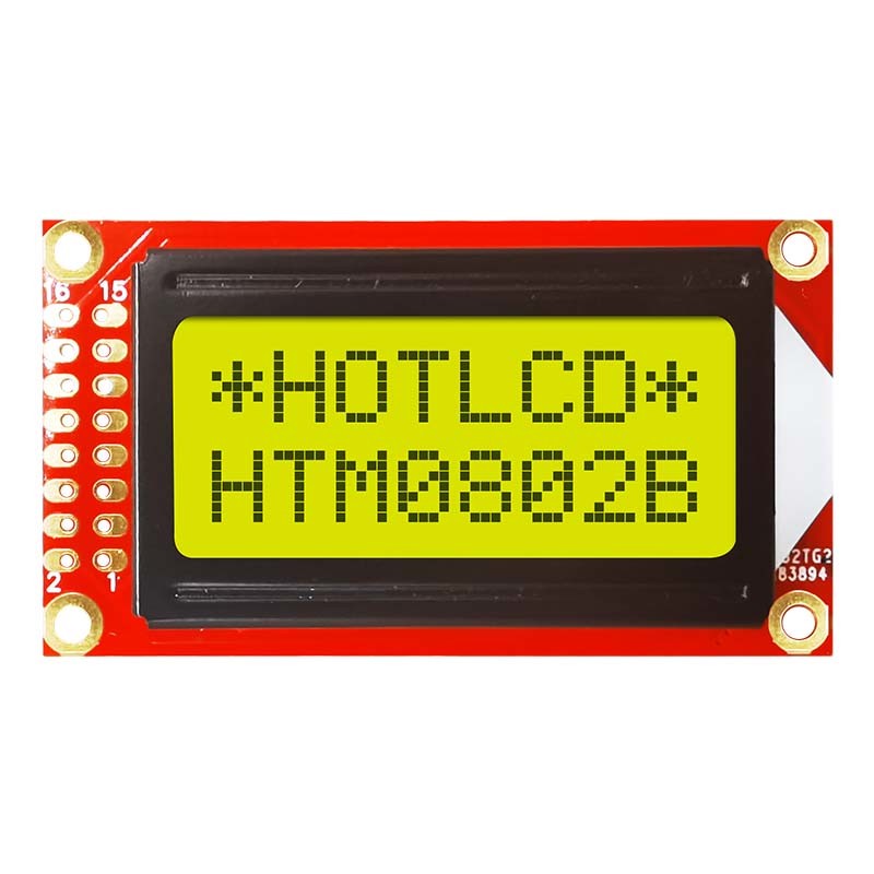8X2 Character MONO LCD Display | STN+ Gray character lcd display module Background with Yellow ...